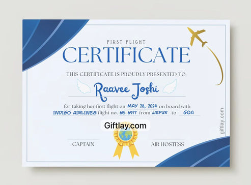 First Flight Certificate – Giftlay India