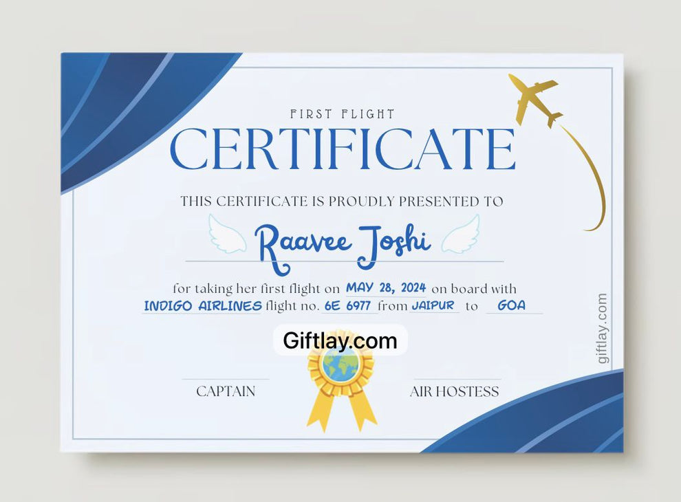First Flight Certificate – Giftlay India
